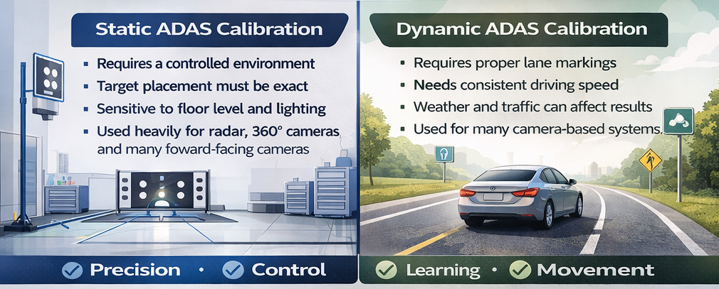 Static vs. Dynamic ADAS Calibration: Understanding the Difference